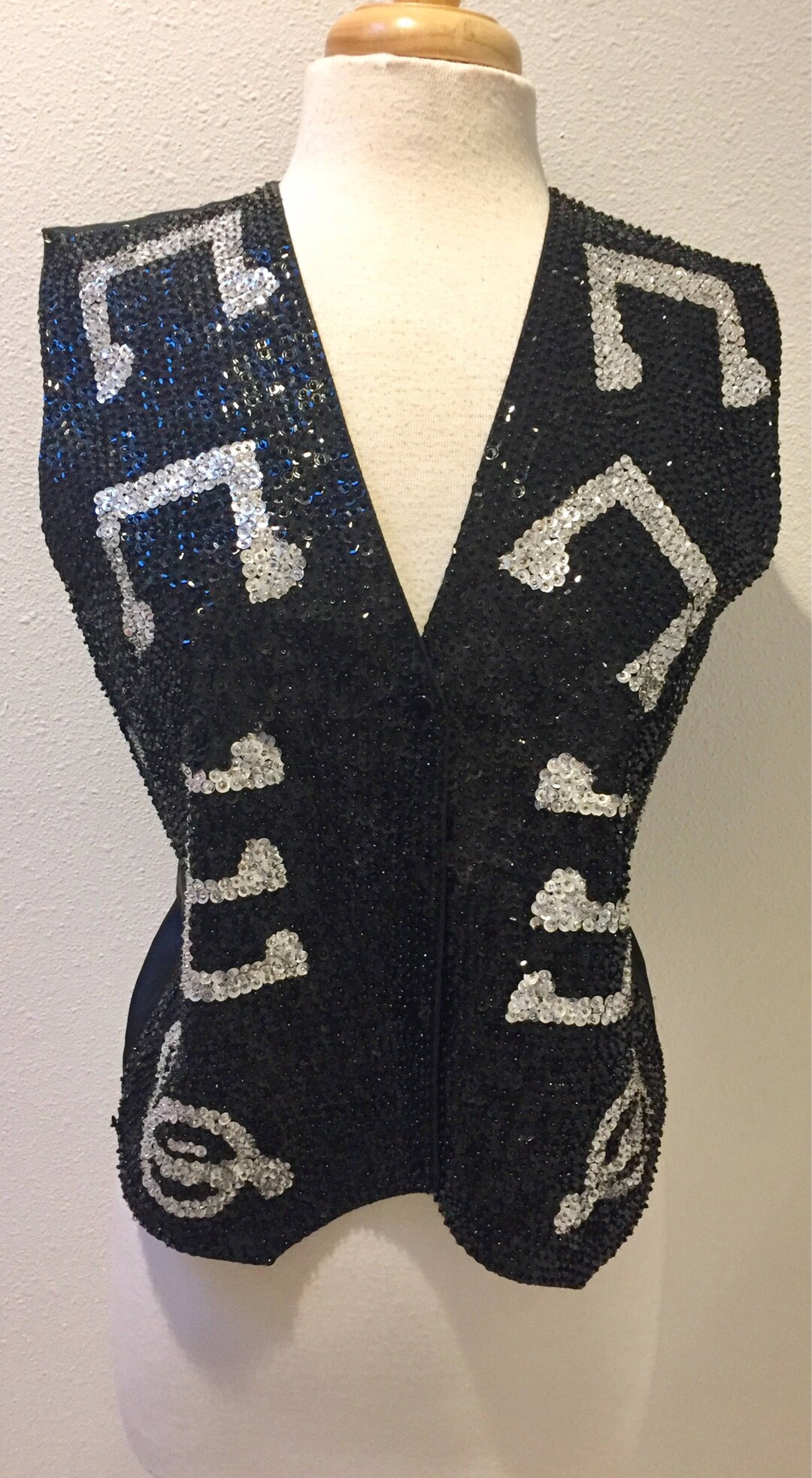 Dazzling Black & Silver Notes / Sequined Musical Themed Vest / Cosplay ...
