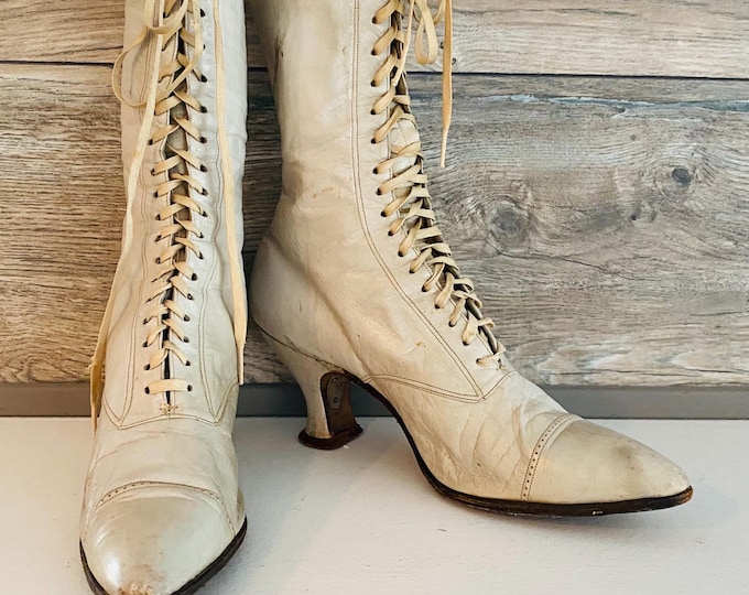 1920s Victorian Style Leather Boots: Turrell's, US 6/6.5 - Etsy