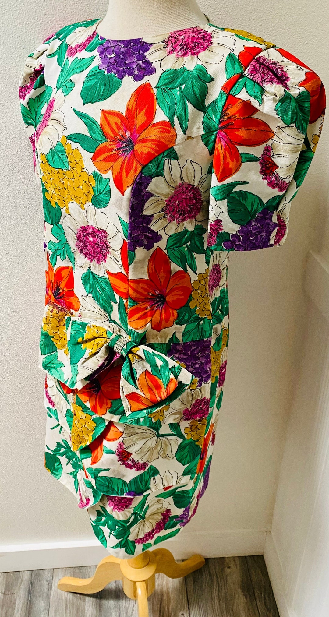 Bold Floral 'jessica Howard by Mitchell Rodbell' Layered Salsa Dress ...