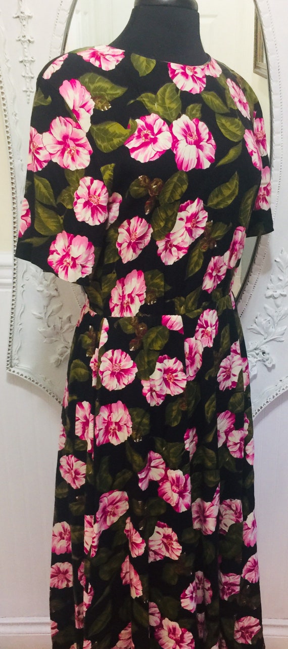 1970's Vintage 'Jane Singer' Hawaiian Floral Pattern … - Gem