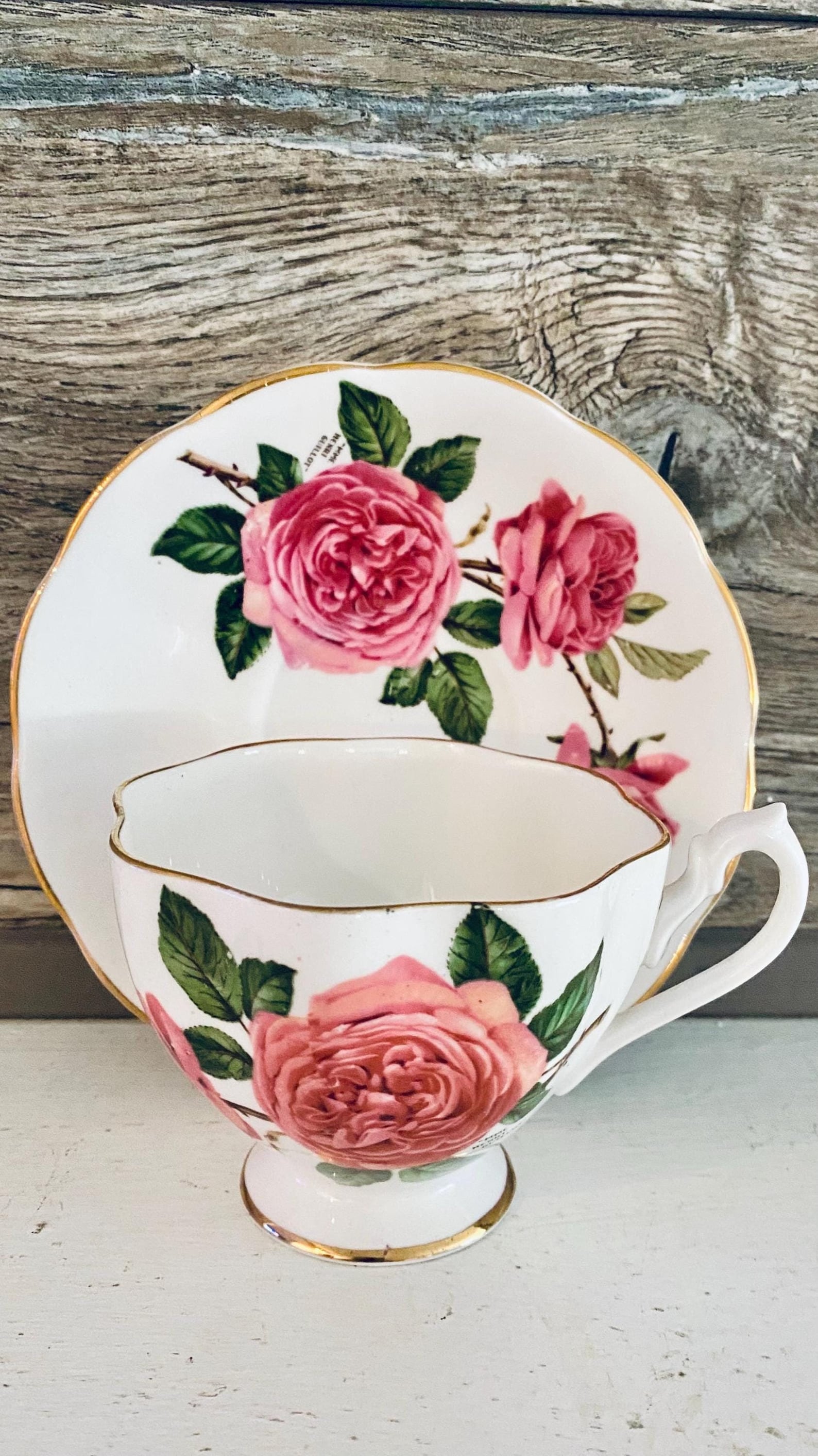 1950's 'queen's Fine Bone China Rose Pattern Cup and Saucer - Etsy