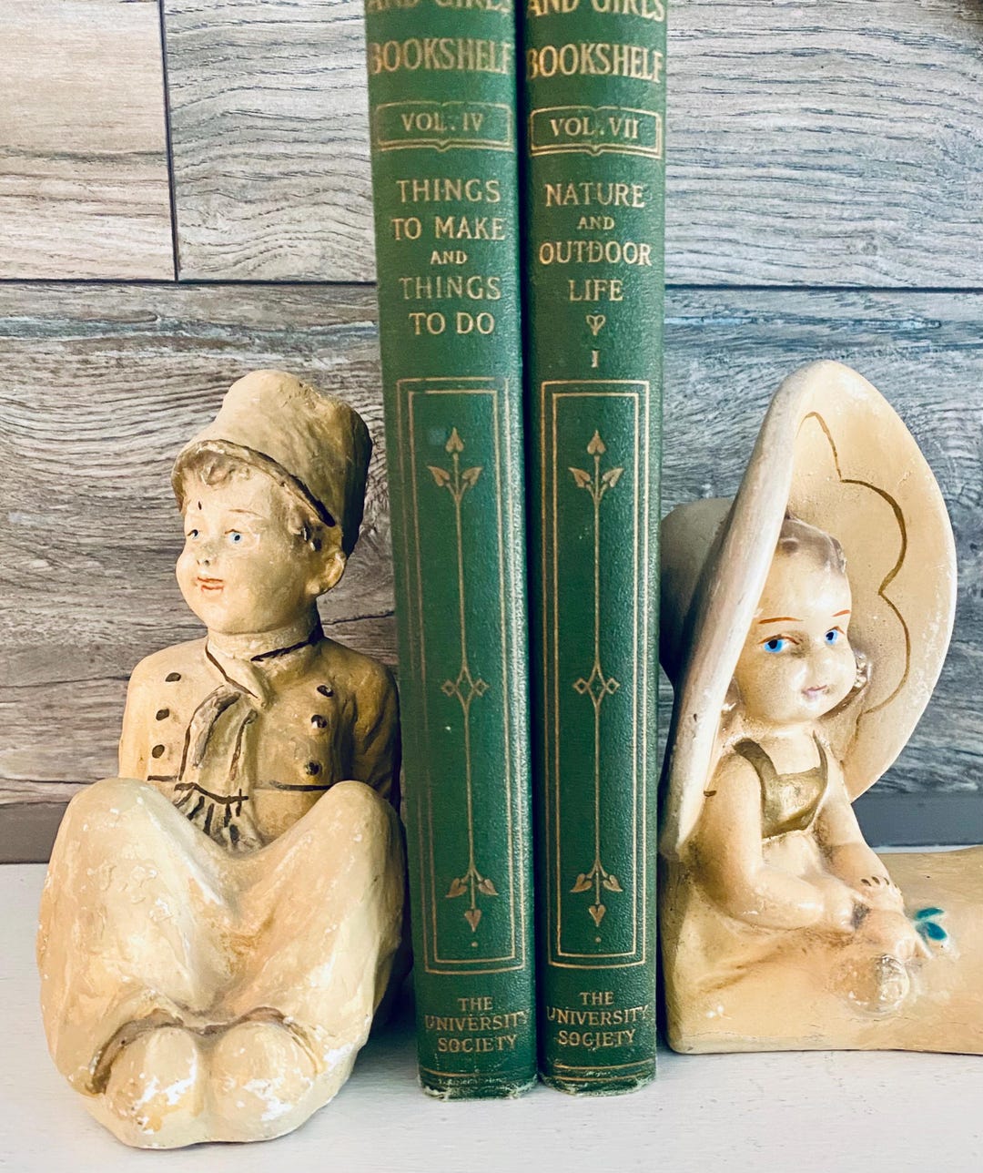 Sweet Early 1900's Holland Bookends Little Girl & Little Boy 'bookends ...