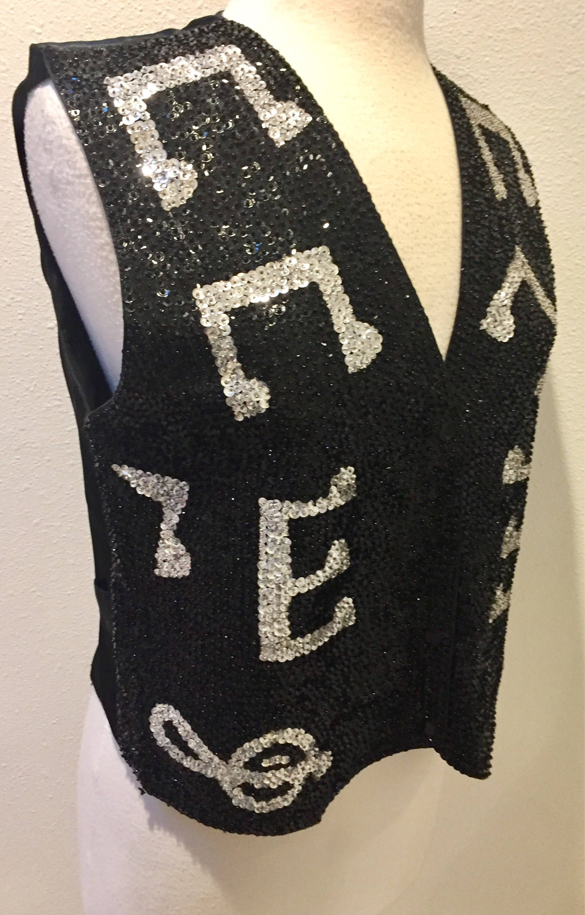 Dazzling Black & Silver Notes / Sequined Musical Themed Vest | Etsy