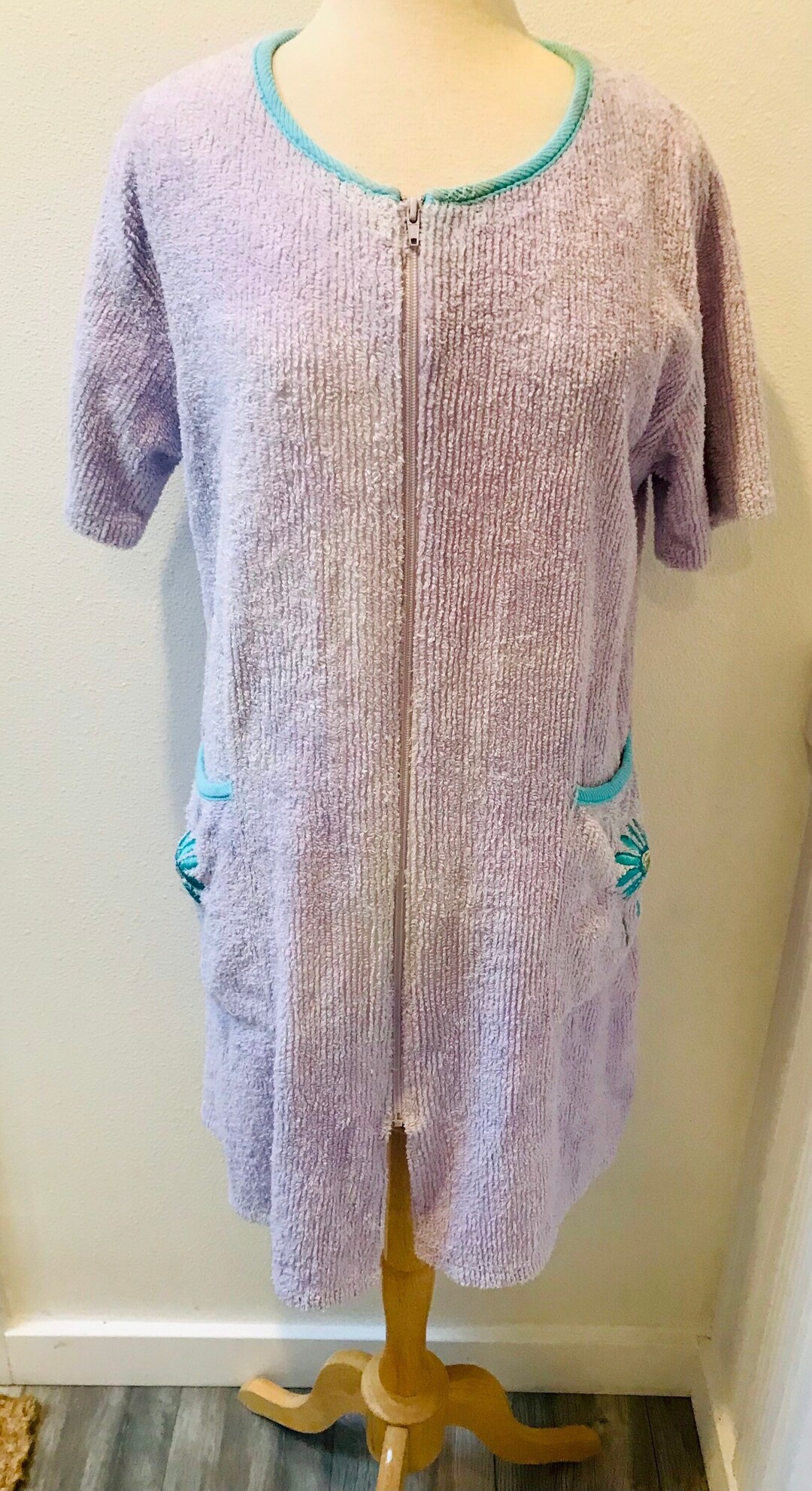 Fun Lavender Chenille 'stan Herman' Short Robe / Spa Robe / Pool Side ...