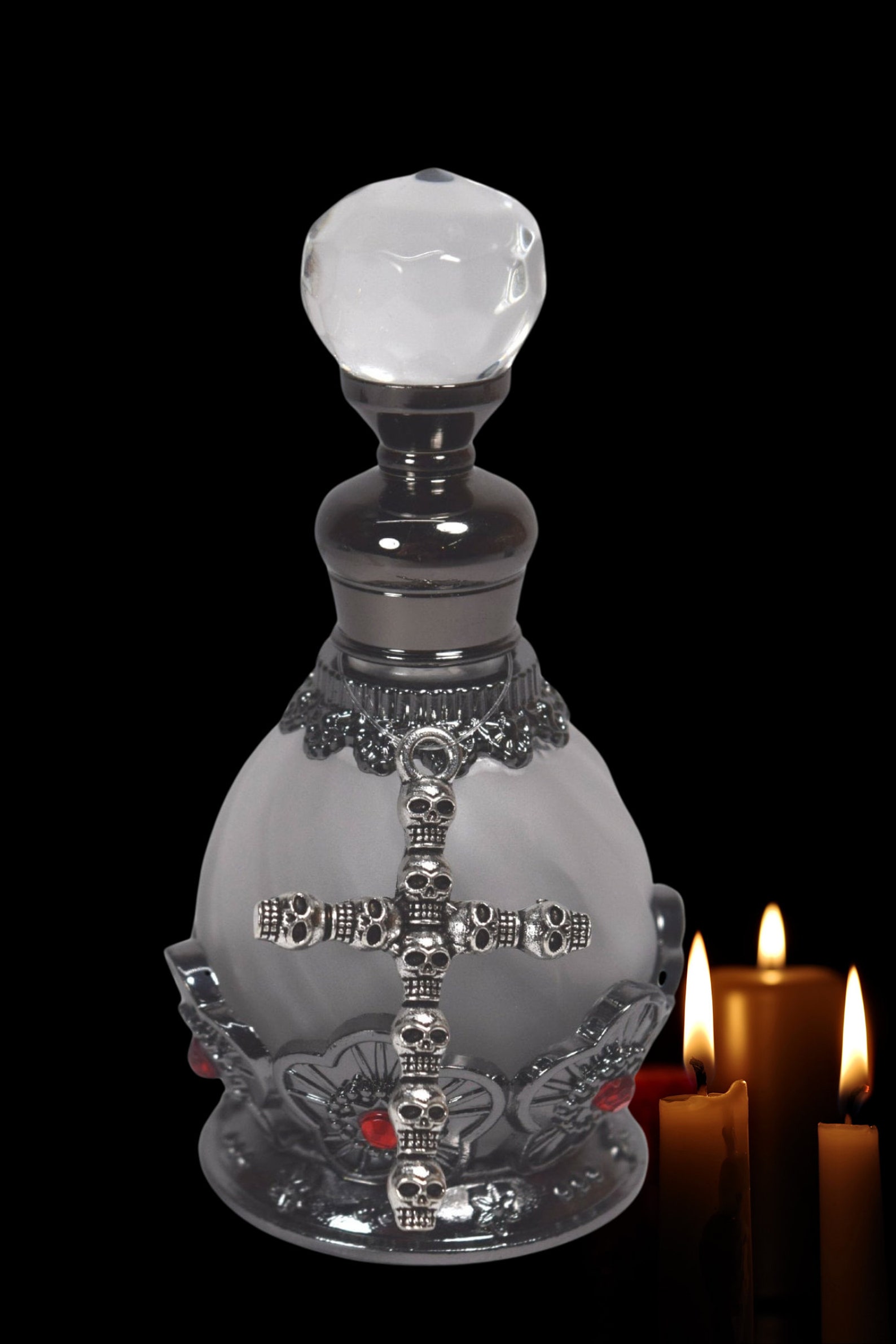 Gothic, Black Floral, Cross-charmed, Empty, Perfume Bottle, 15ml - Etsy