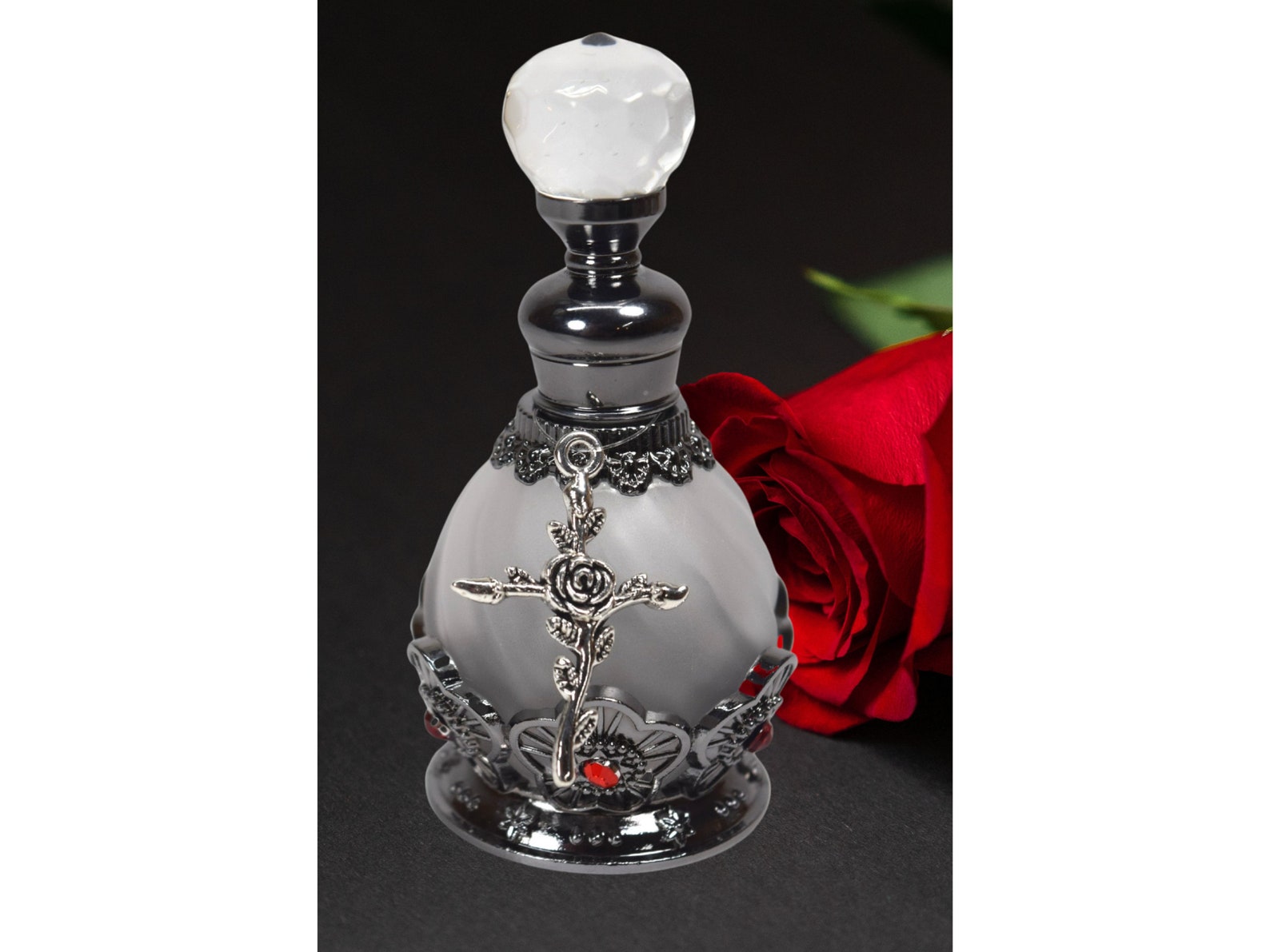 Gothic, Black Floral, Cross-charmed, Empty, Perfume Bottle, 15ml - Etsy UK