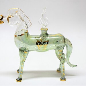 Horse Perfume Bottle, Handblown Glass With 14k Gold Trim - Etsy