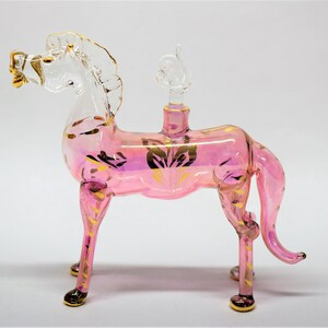 Horse Perfume Bottle, Handblown Glass With 14k Gold Trim - Etsy