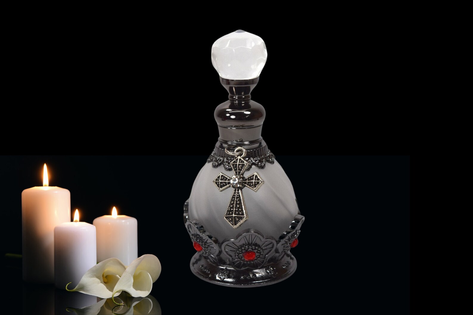 Gothic, Black Floral, Cross-charmed, Empty, Perfume Bottle, 15ml - Etsy