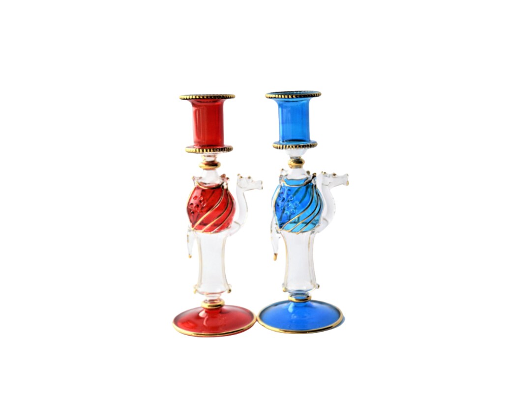 Camel Candlestick Holder, Egyptian Hand-blown Glass With 14 K Gold Trim ...
