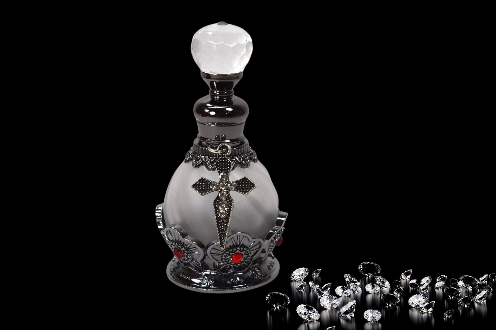 Gothic, Black Floral, Cross-charmed, Empty, Perfume Bottle, 15ml - Etsy UK