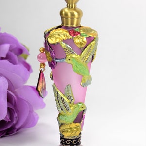 Hummingbird, Butterfly-charmed, Frosted Crystal, Empty Perfume Bottle ...