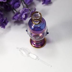Barrel Shaped, Empty Glass Perfume Bottle, Handblown, 14k Gold Trim ...