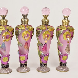 Hummingbird, Butterfly-charmed, Frosted Crystal, Empty Perfume Bottle ...