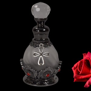 Gothic, Black Floral, Cross-charmed, Empty, Perfume Bottle, 15ml - Etsy