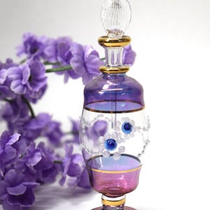 Barrel Shaped, Empty Glass Perfume Bottle, Handblown, 14k Gold Trim ...