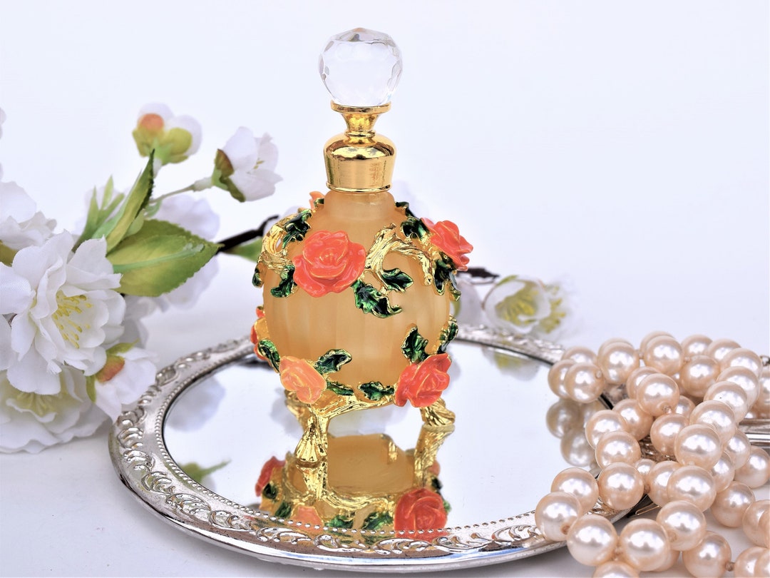 Orange Rose Perfume Bottle Metal and Glass - Etsy