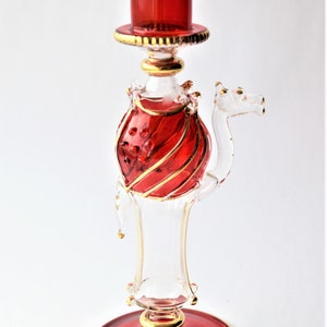 Camel Candlestick Holder, Egyptian Hand-blown Glass With 14 K Gold Trim ...