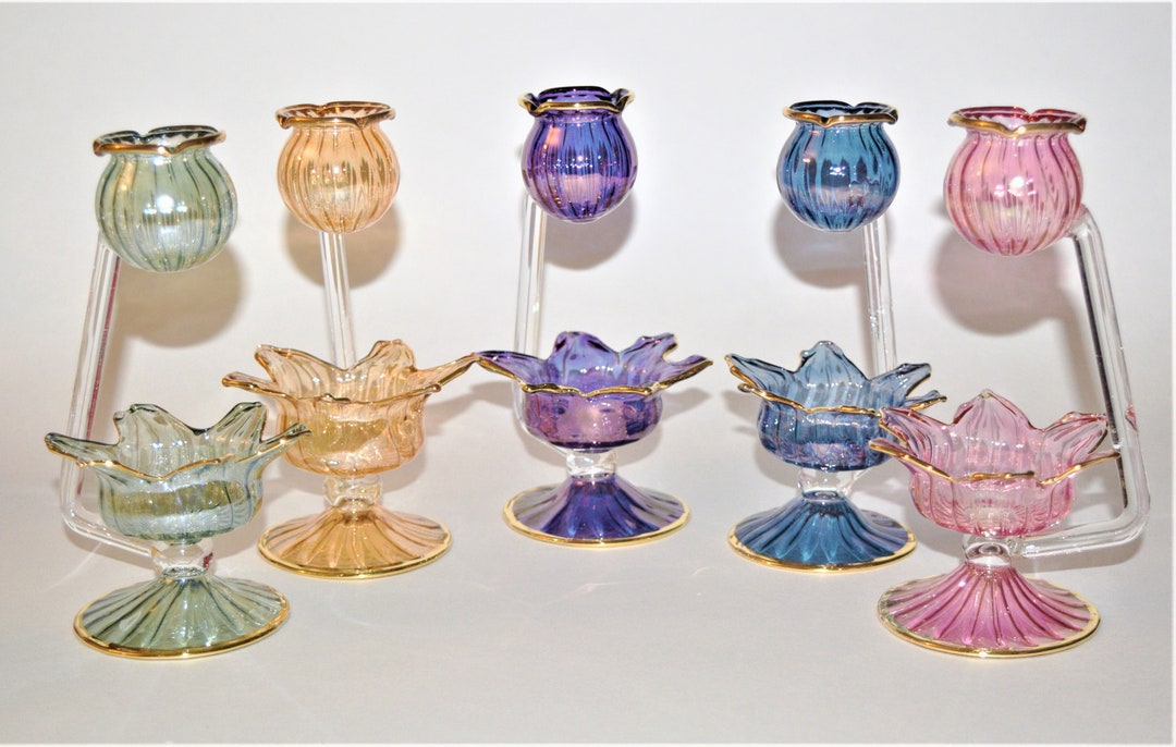 Lotus Blossom Aroma Oil Diffuser, Egyptian Hand-blown Glass With 14k ...