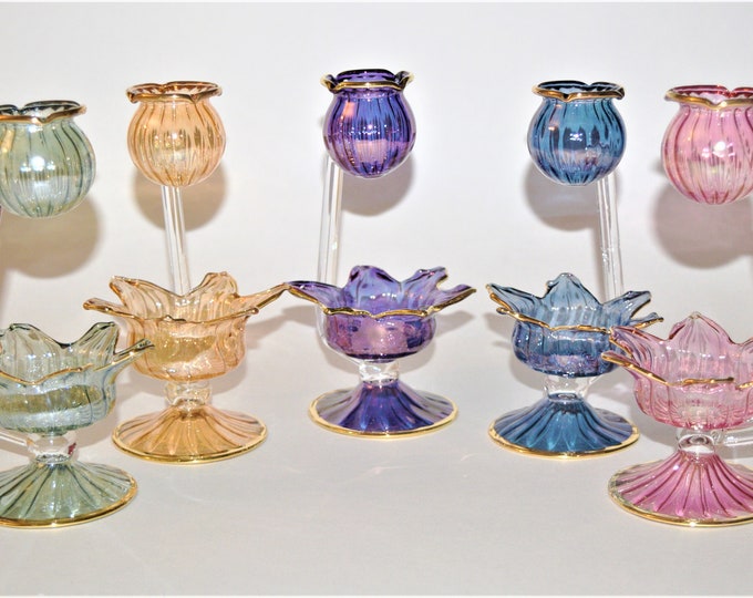 Lotus Blossom Aroma Oil Diffuser, Egyptian Hand-blown Glass With 14k ...