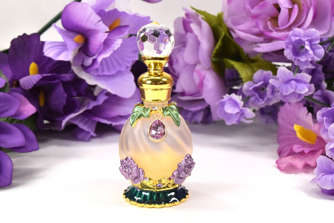 Purple Peony, Rhinestone Crystal Pendant Charmed, Empty Perfume Bottle ...