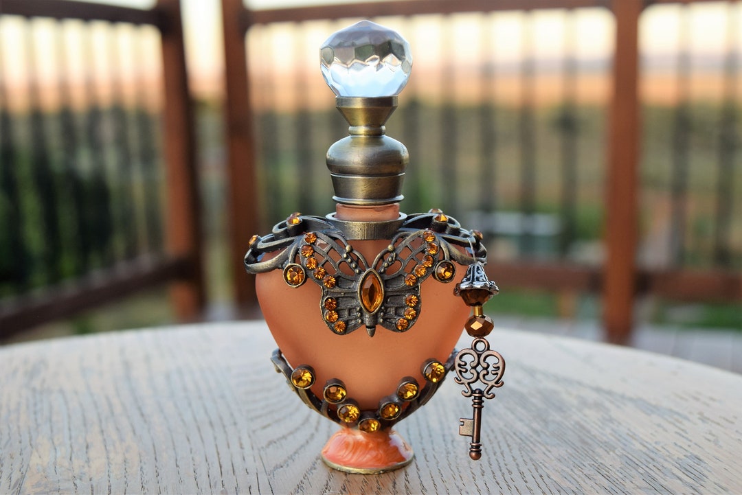 Amber Heart, Key Charmed, Empty Perfume Bottle - Etsy