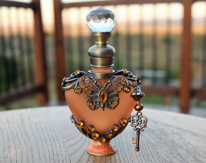 Amber Heart, Key Charmed, Empty Perfume Bottle - Etsy
