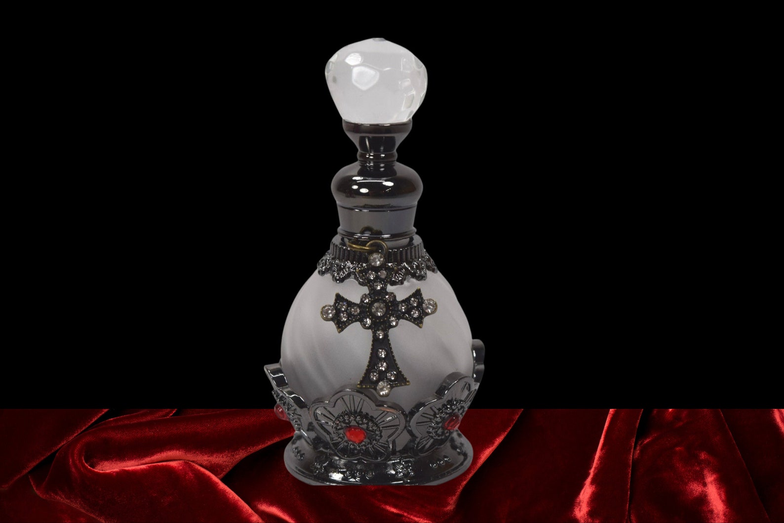 Gothic, Black Floral, Cross-charmed, Empty, Perfume Bottle, 15ml - Etsy