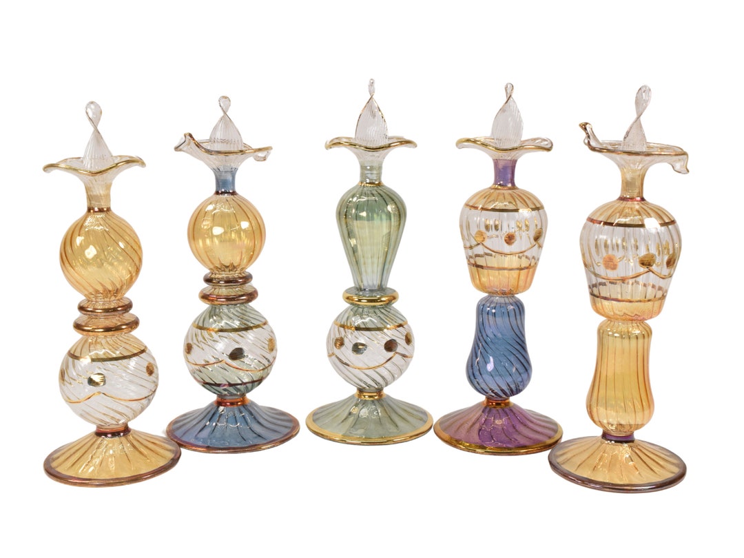 Unique, Handblown, Handpainted, Designer Glass Bottles, 14k Gold (sold ...