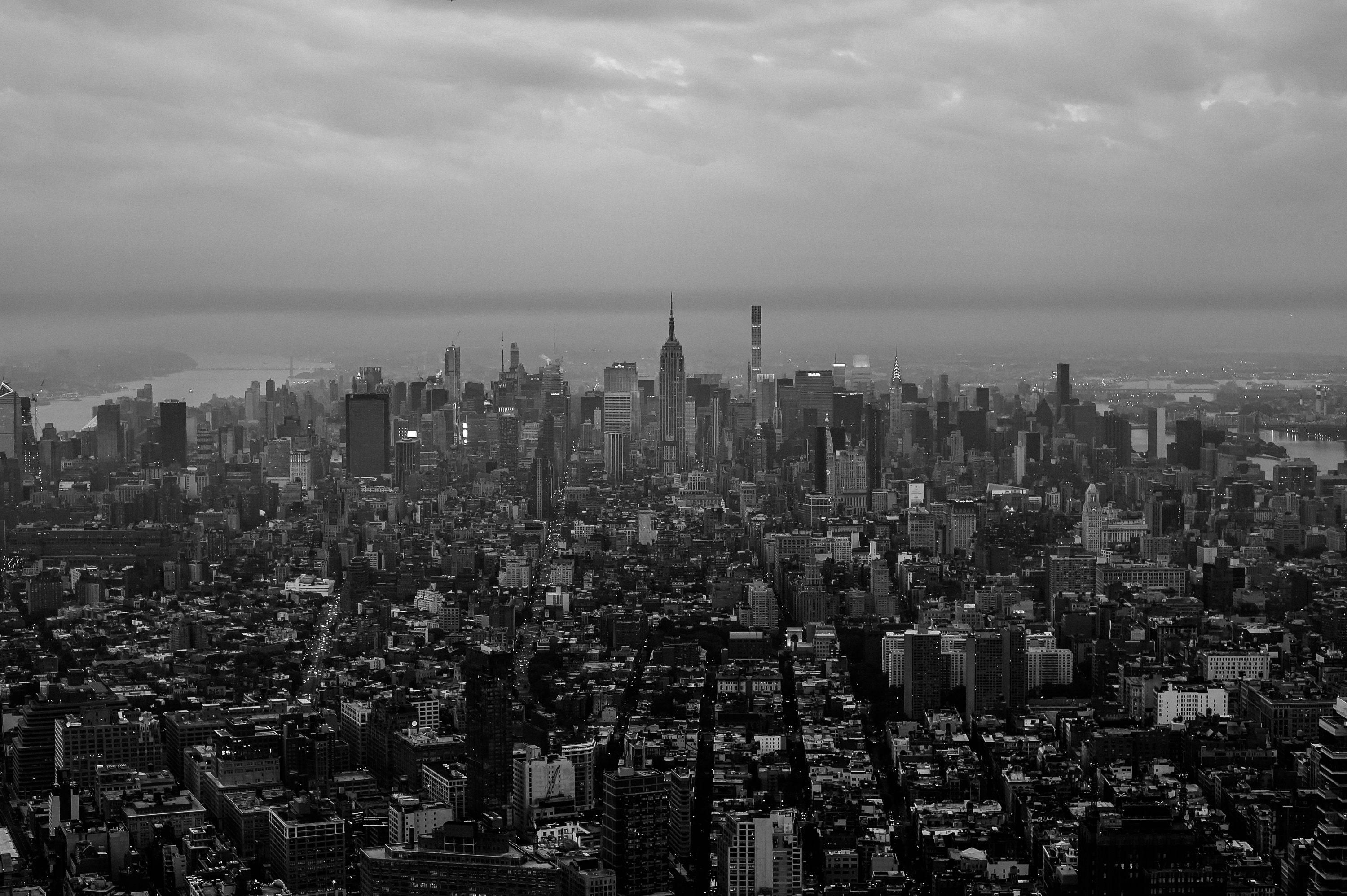 Dark Cloudy Day City Overcast New York Skyline Hi Res Stock