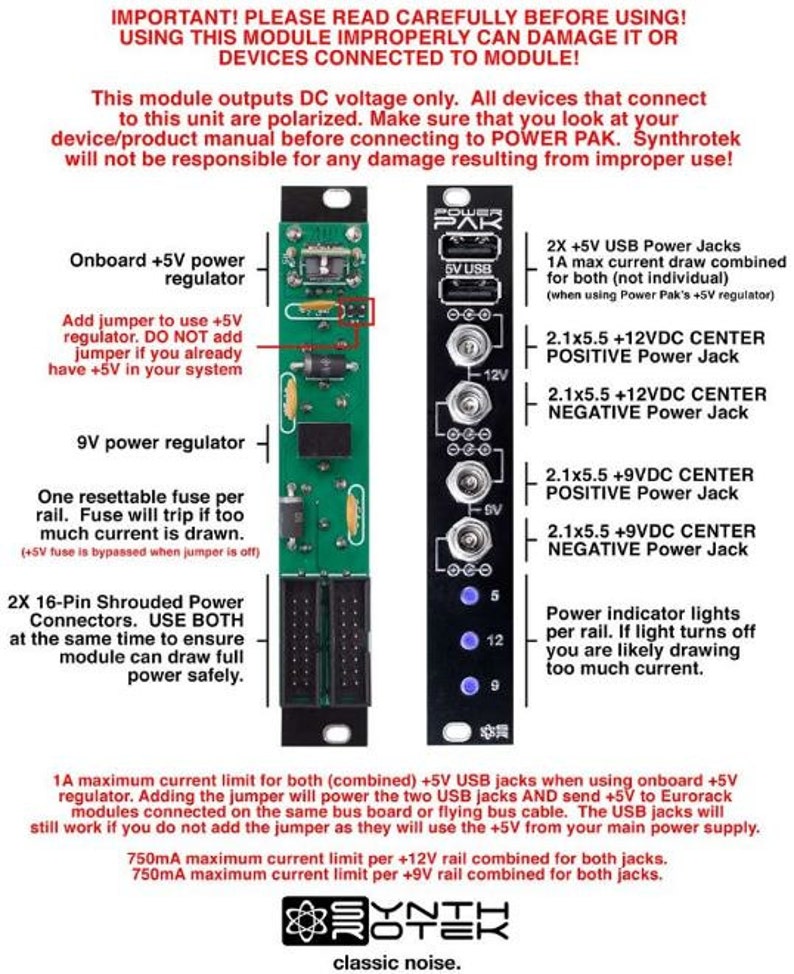 Synthrotek Power Pak PCB and Panel Eurorack to Tabletop - Etsy