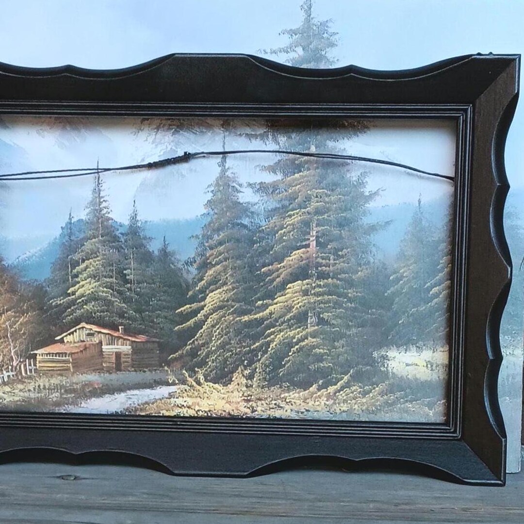 Vintage Wood Landscape Frame, Wavy Edge Picture Frame, Espresso Dark ...