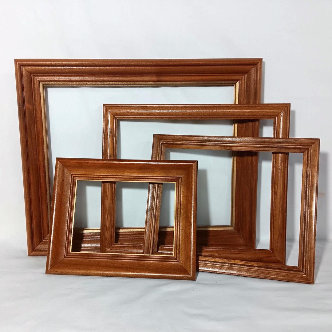Vintage Oak Wood Picture Frames Wooden Picture Frames Set Gallery Wall ...