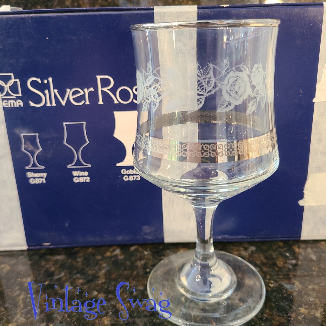 Set of 6 Qty 5 5/8" DEMA English Etched Goblets Original Box FREE ...