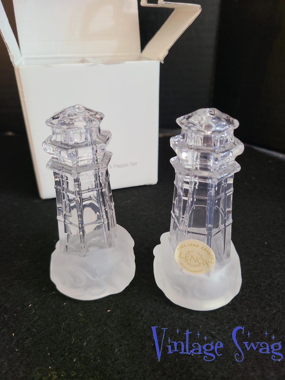Vintage Lenox Crystal Lighthouse Shakers NIB With Packaging and Labels ...