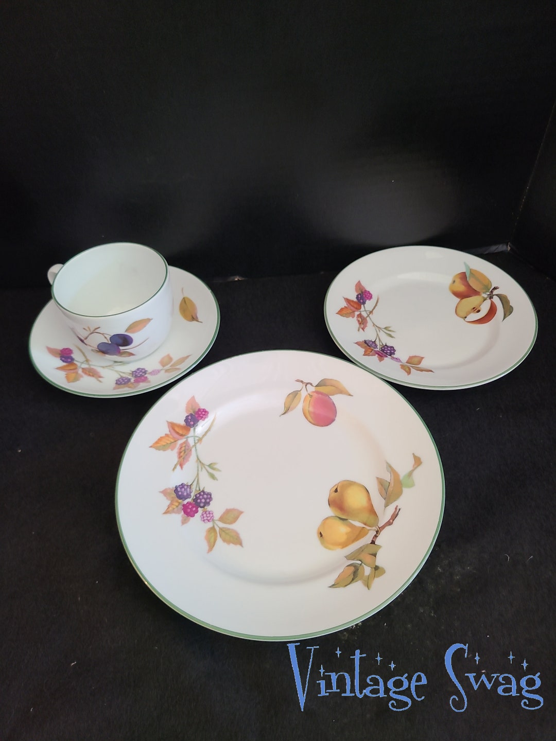 Royal Worcester Eversham Valen Green Breakfast Set 4 Place Settings. - Etsy