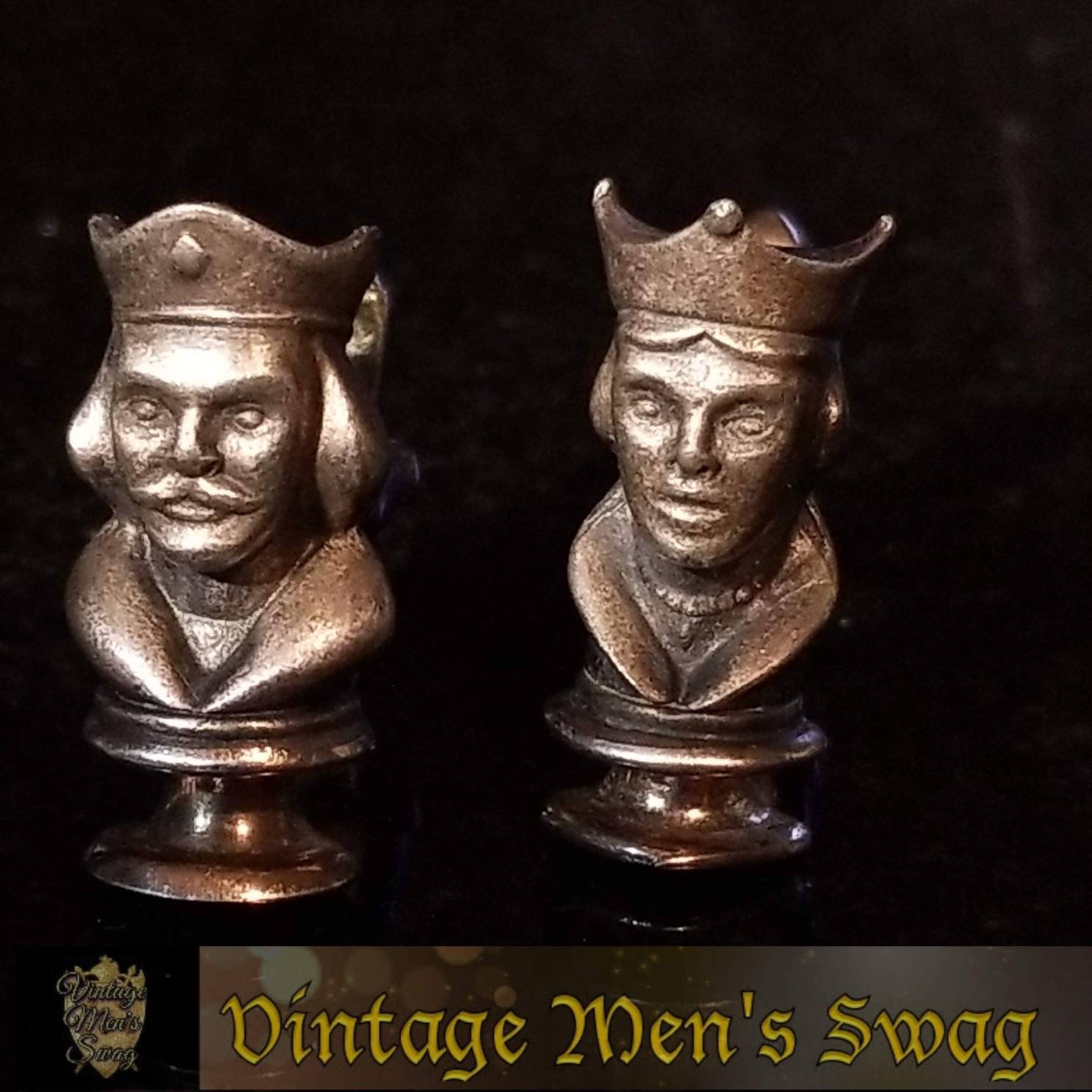 Vintage Cufflinks Swank Chess King and Queen Figural Cufflinks Offered ...