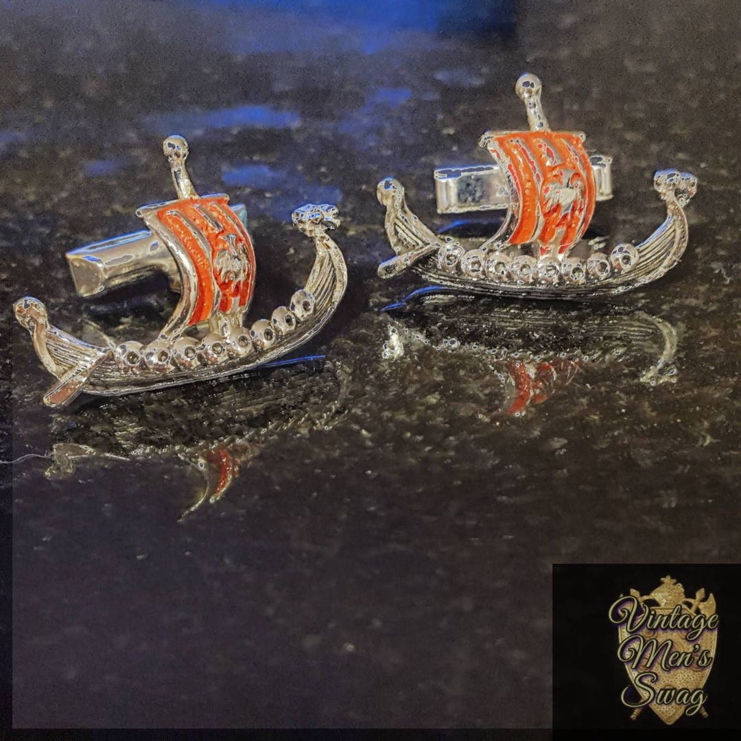 Vintage Cufflinks Swank Viking Ship Collezione Collection Rare and ...