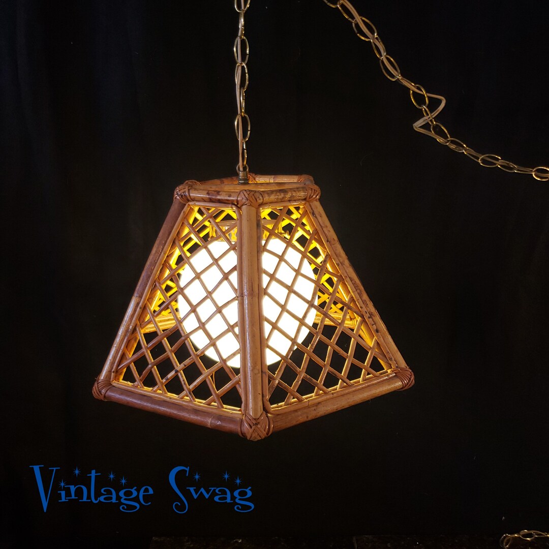 Cool 1960s Bamboo/wicker Swag Light One of Two Offered by Vintage Swag ...