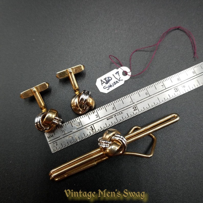 Vintage Cufflinks 1940s Beau Knot Tie Clip Bar Clasp by Swank - Etsy