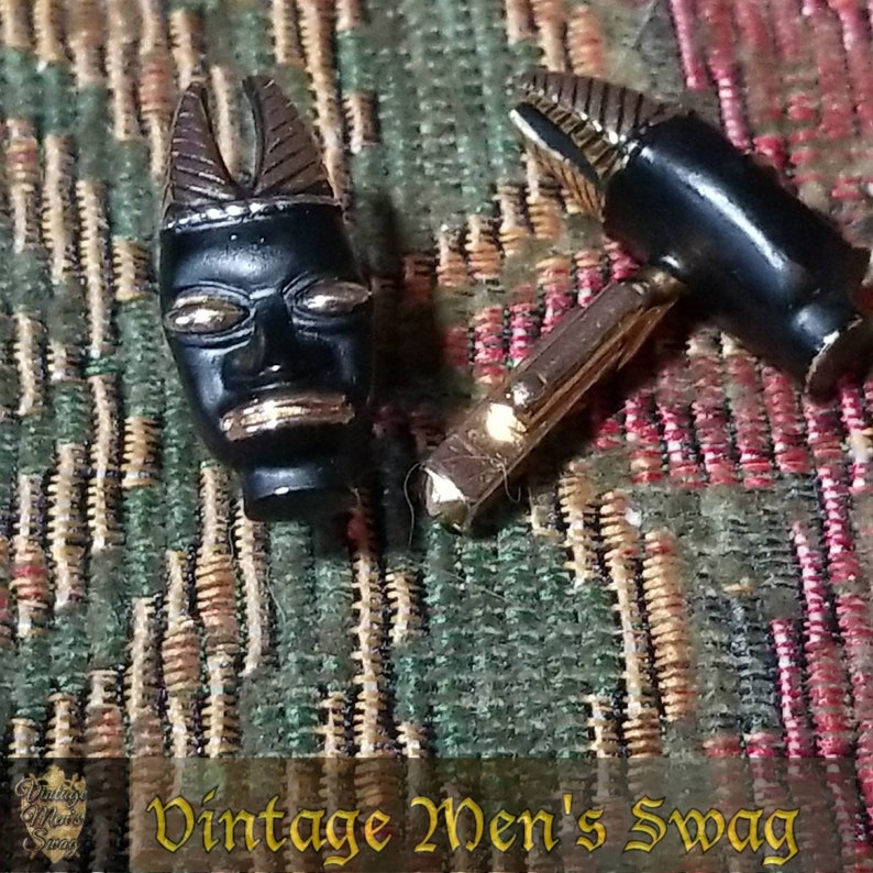 Vintage Cufflinks African Mask Ubangi Swank "africana" by Vintage Men's ...