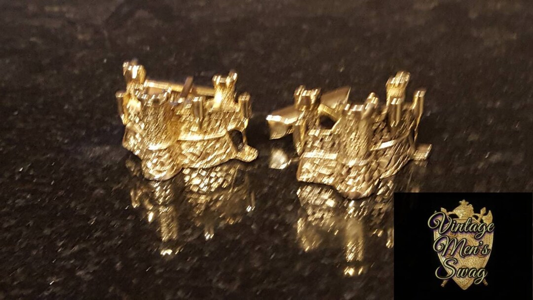 Elegant! Vintage Cufflinks Swank 3D Knight Castle Fairy Tell Wedding ...