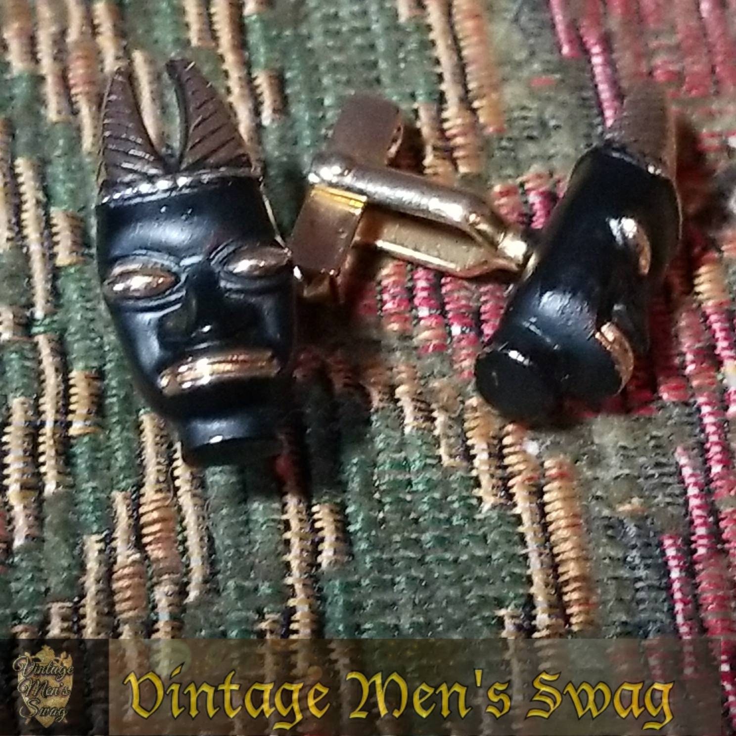 Vintage Cufflinks African Mask Ubangi Swank "africana" by Vintage Men's ...
