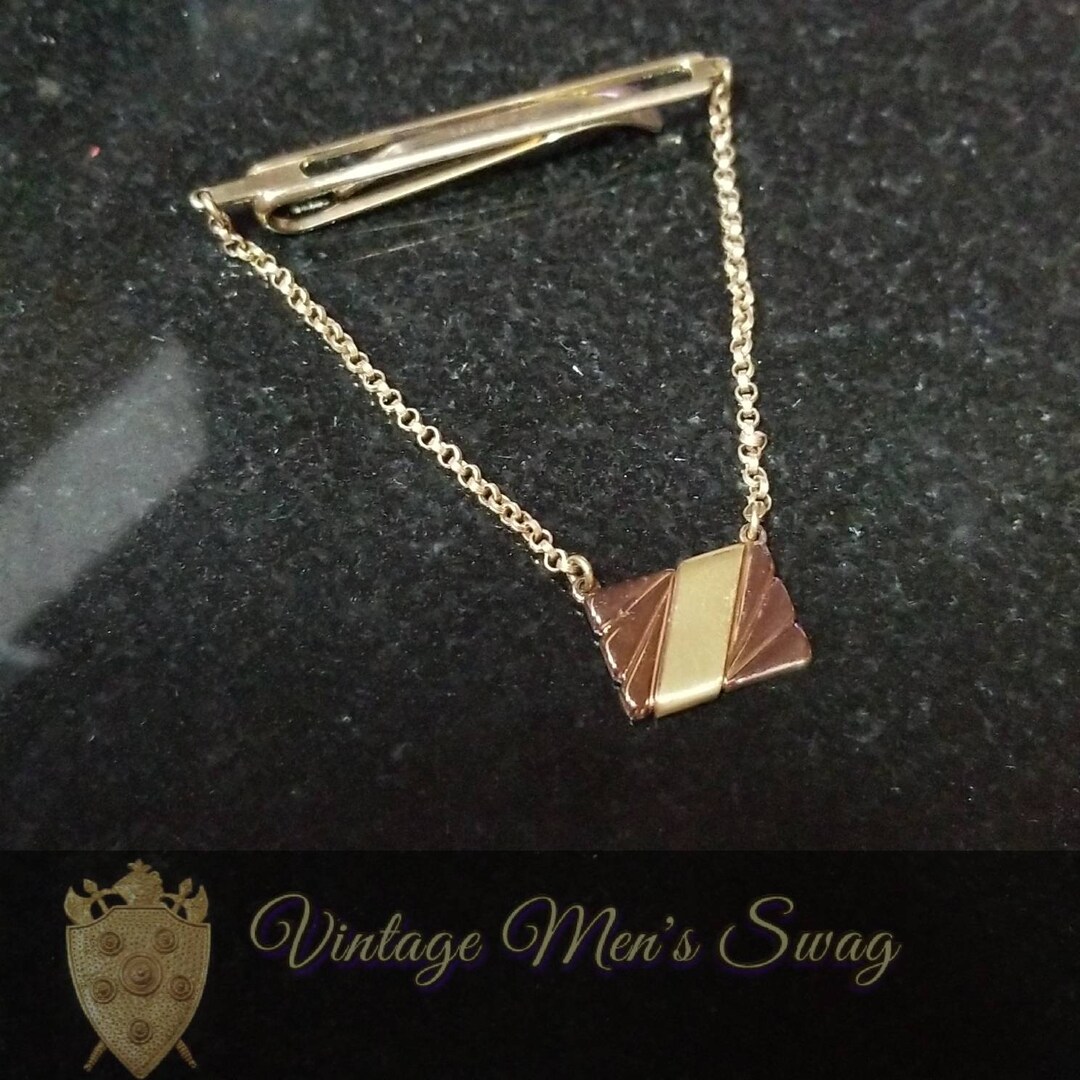 Vintage Tie Chain Bar Clip Two Tone Gold Finish Made by Krementz From ...
