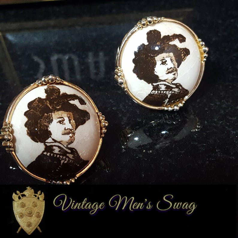 Swank Vintage Cufflinks Porcelain Cavalier "troubadour" Arts of the ...