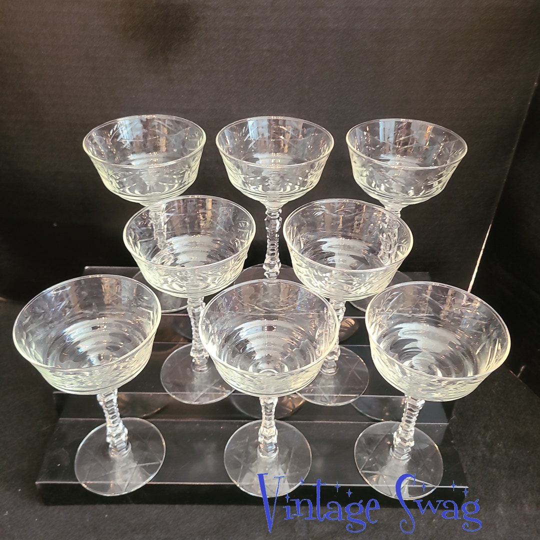 Set of 8 Vintage Rock Sharpe "artic Rose" Champagne or Tall Sherbet ...