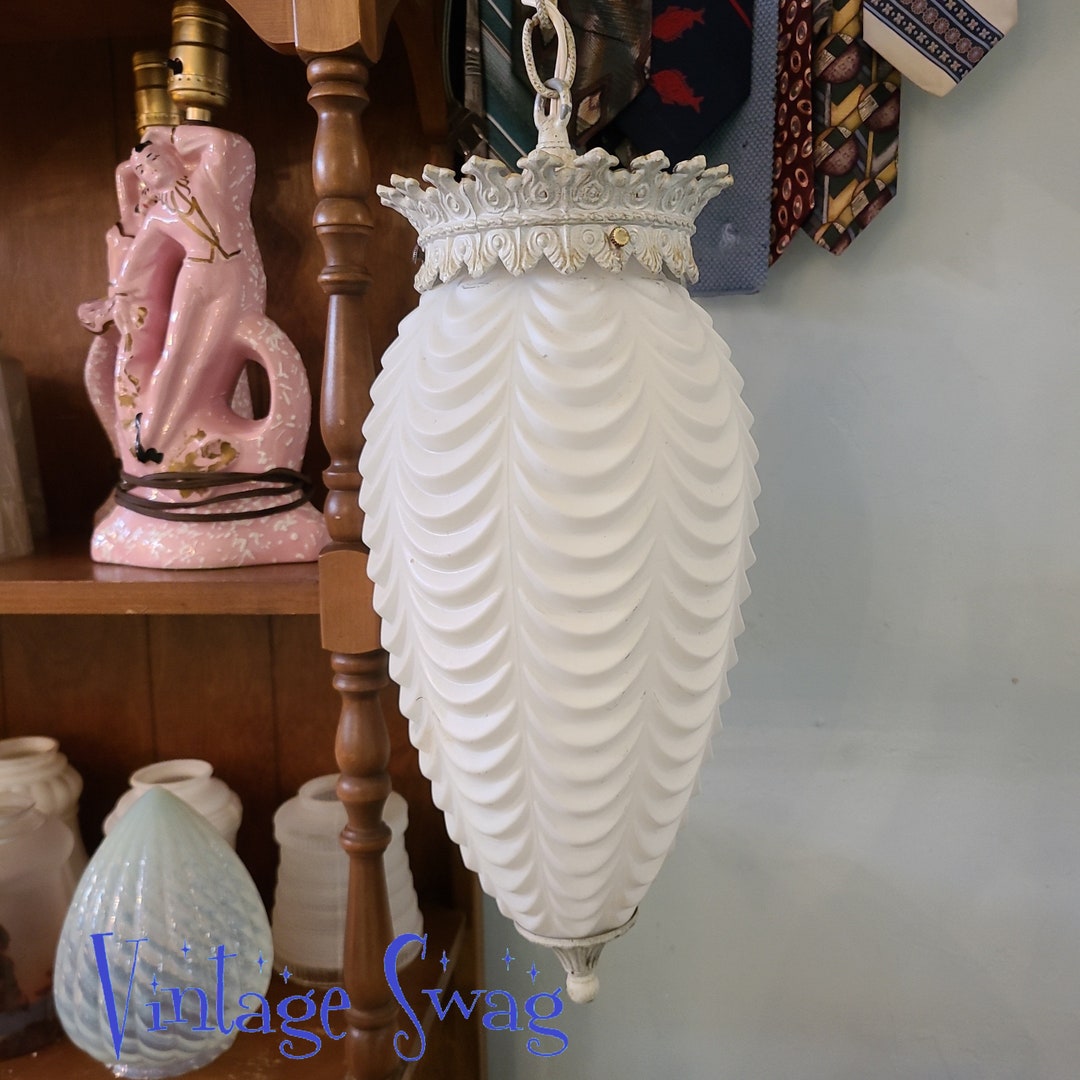 Vintage Swag Light With Frosted Swag Pattern Glass Shade - Etsy