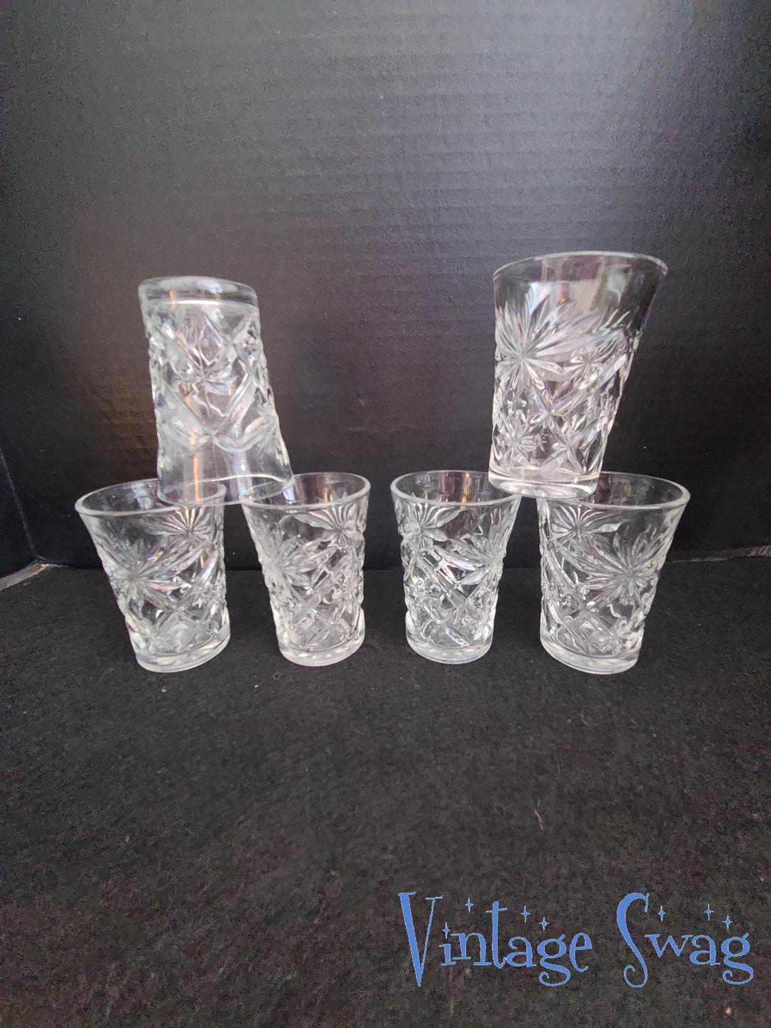 Vintage Set of 6 Anchor Hocking Early American Prescut Flared 3.5 ...