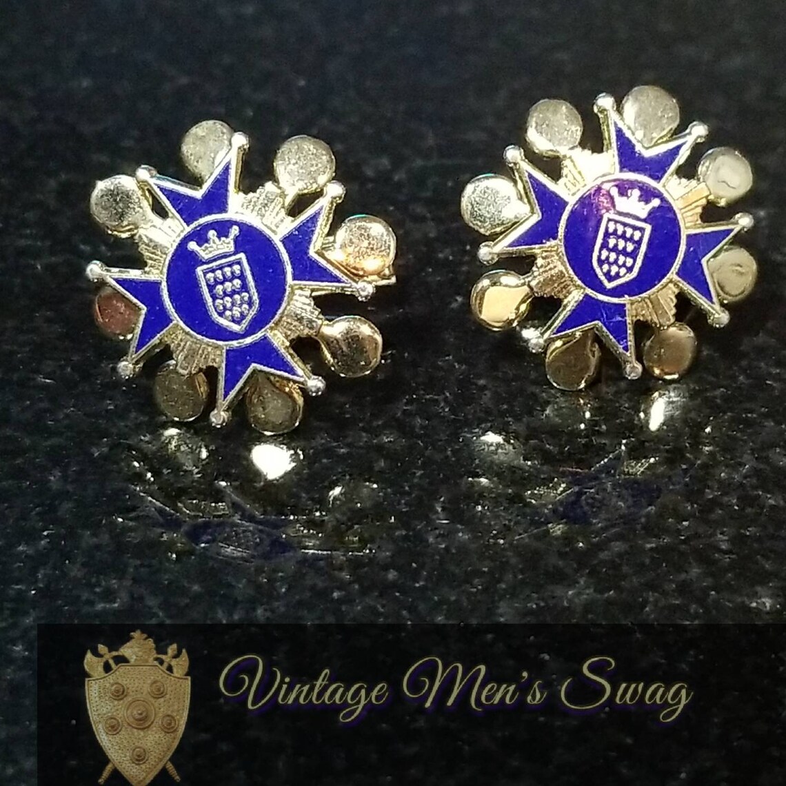Swank Vintage Cufflinks Crest With Blue Collozione Collection by ...
