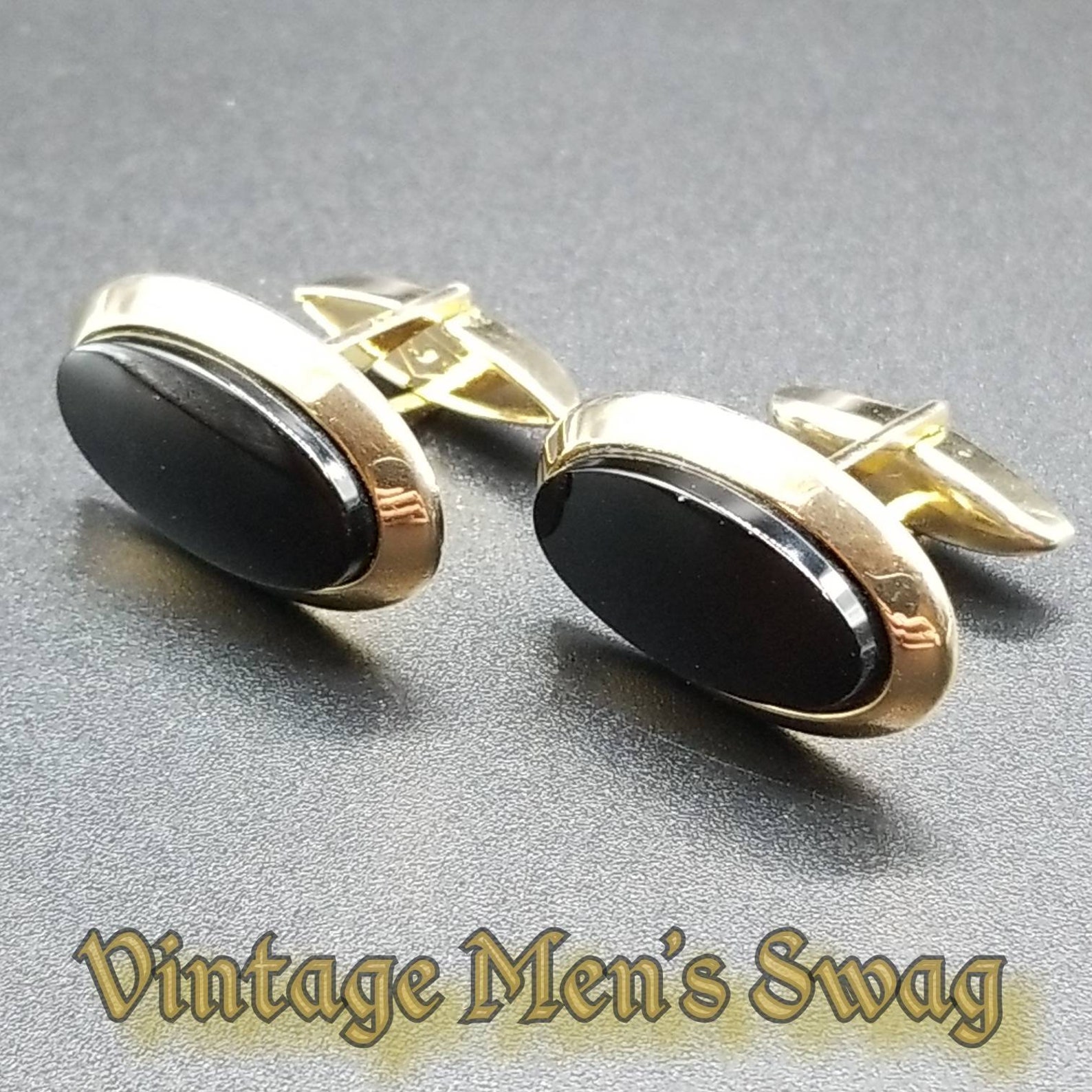 Formal Sophistication Vintage Cufflinks of Onyx by Swank Offered by ...